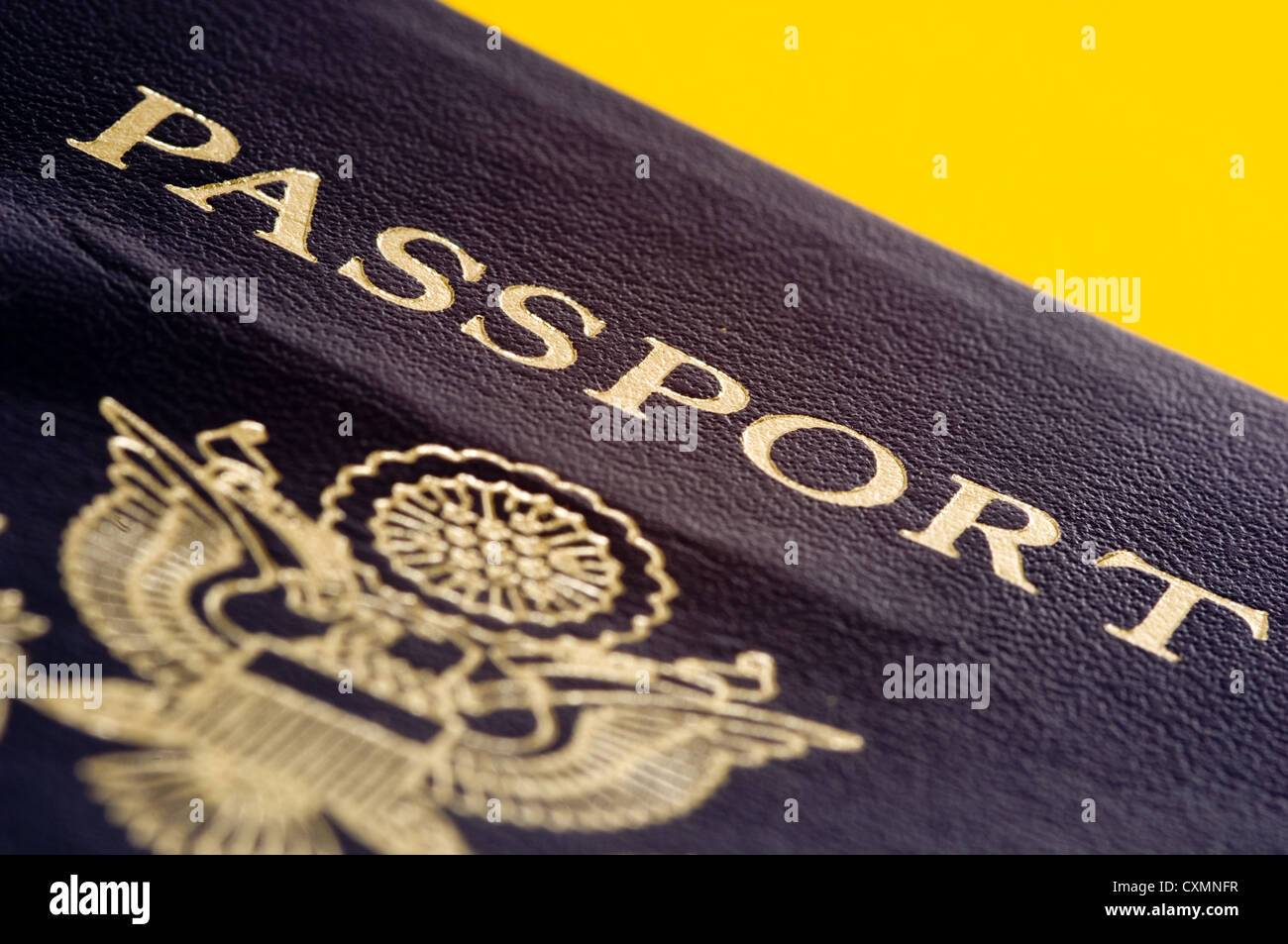 Passport of the United States of America on Yellow background Stock ...