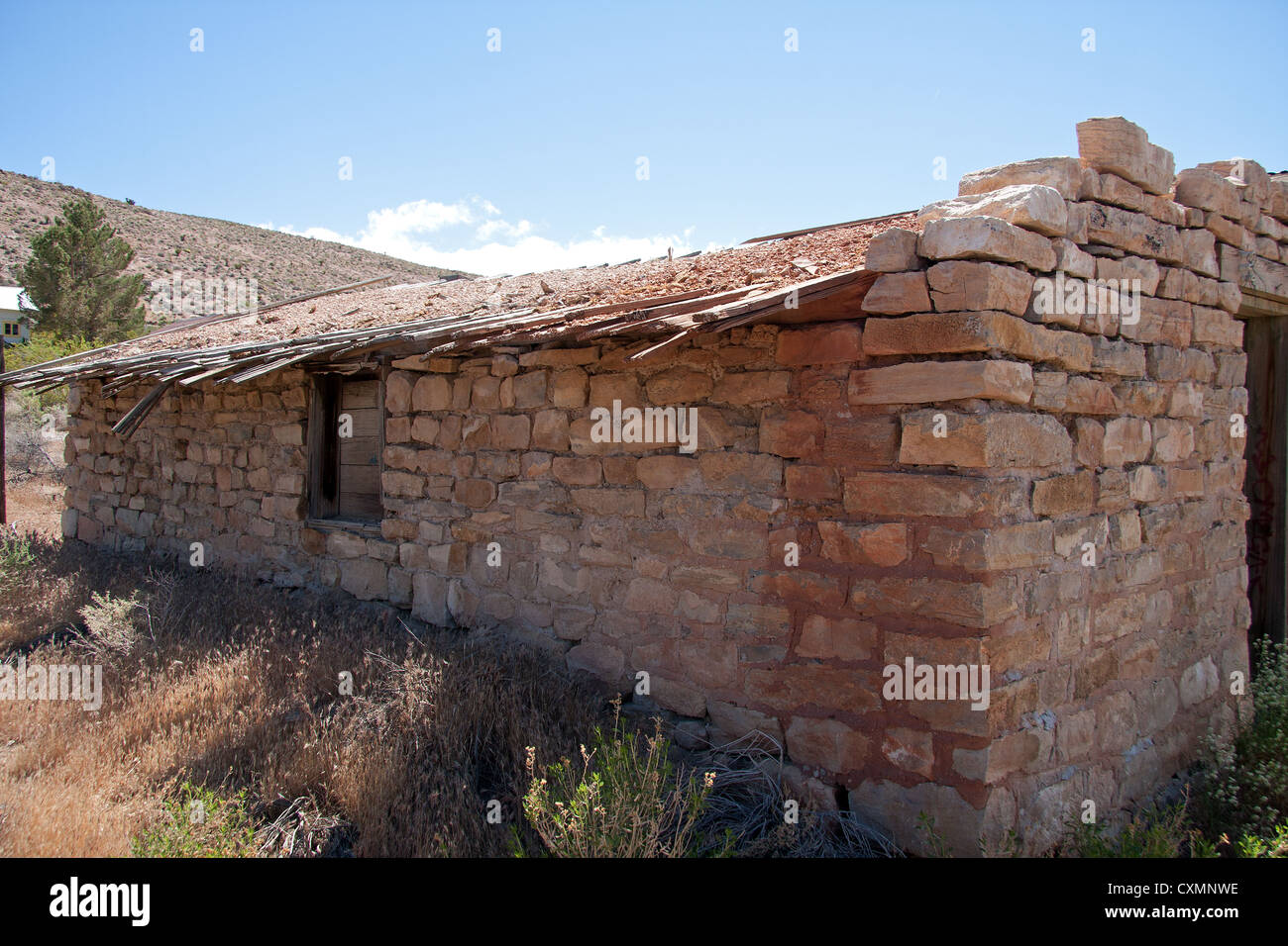 old brick house in nevada ghost town of goodsprings Stock Photo - Alamy