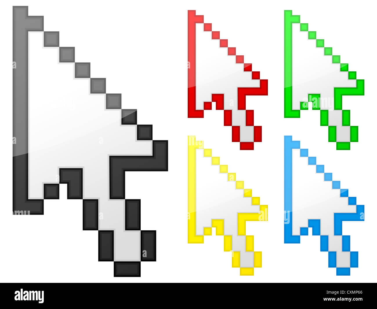 Arrow computer cursor set on white background Stock Photo - Alamy