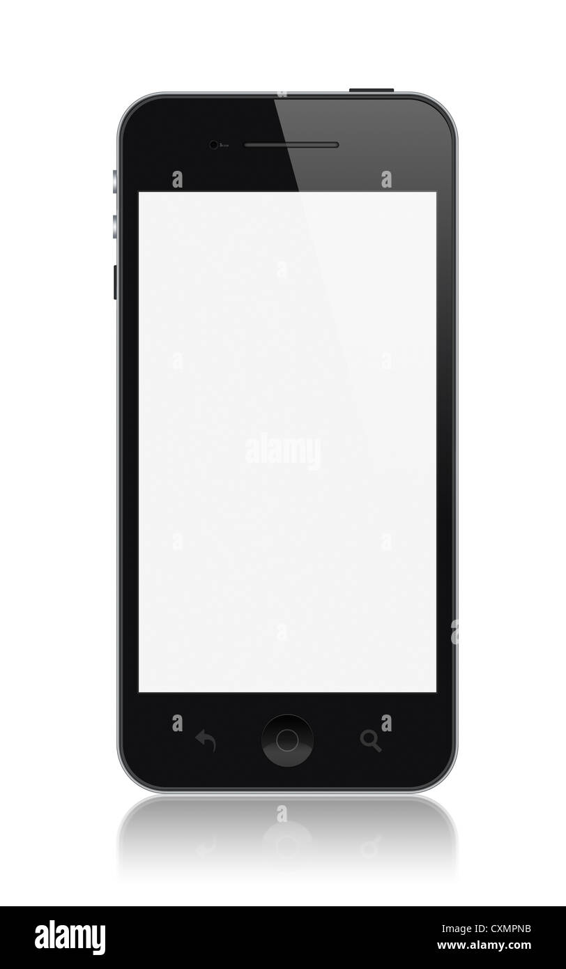 Modern smartphone with blank screen isolated on white Stock Photo - Alamy