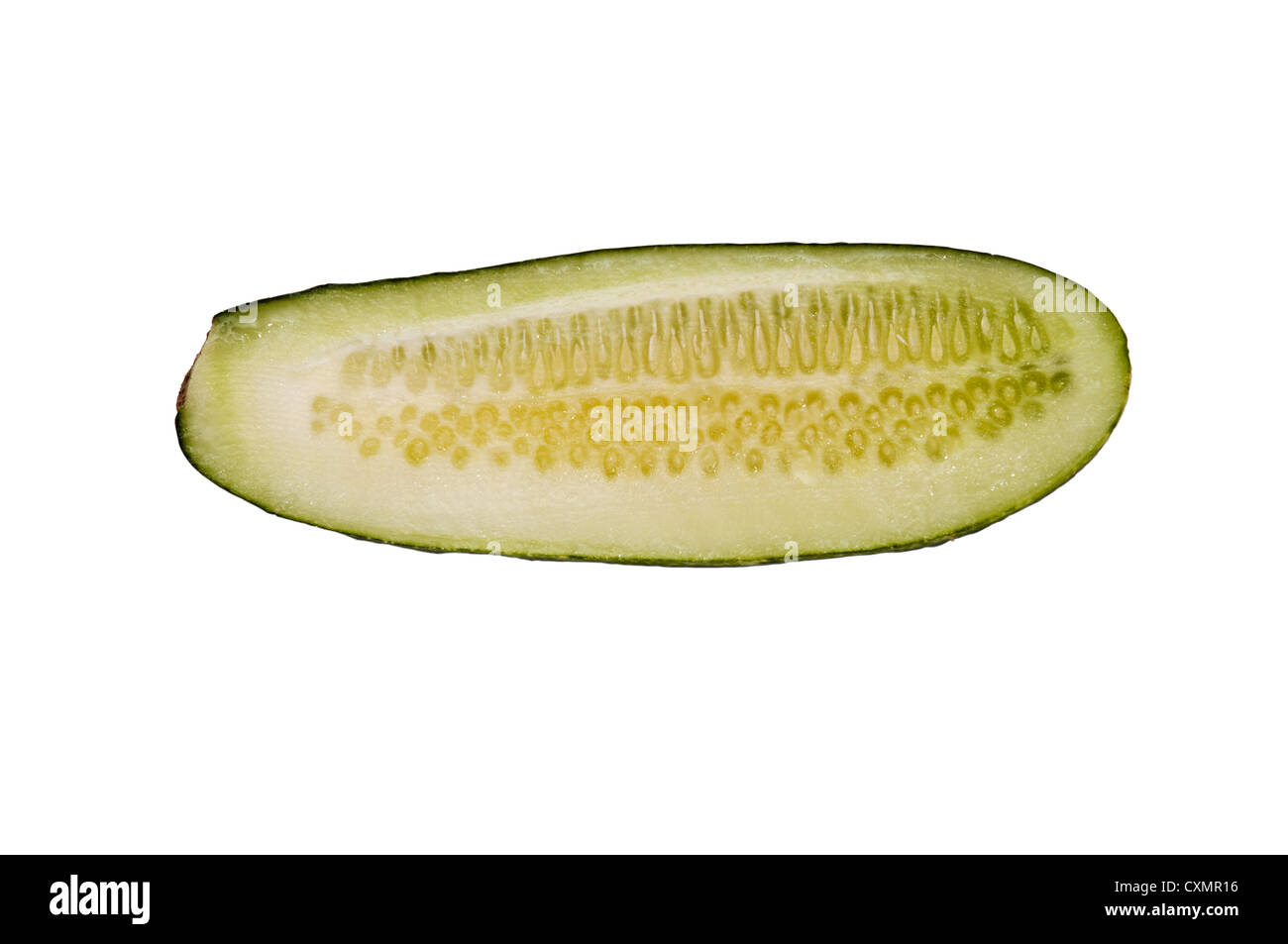 cucumber cut in half on a white background Stock Photo - Alamy
