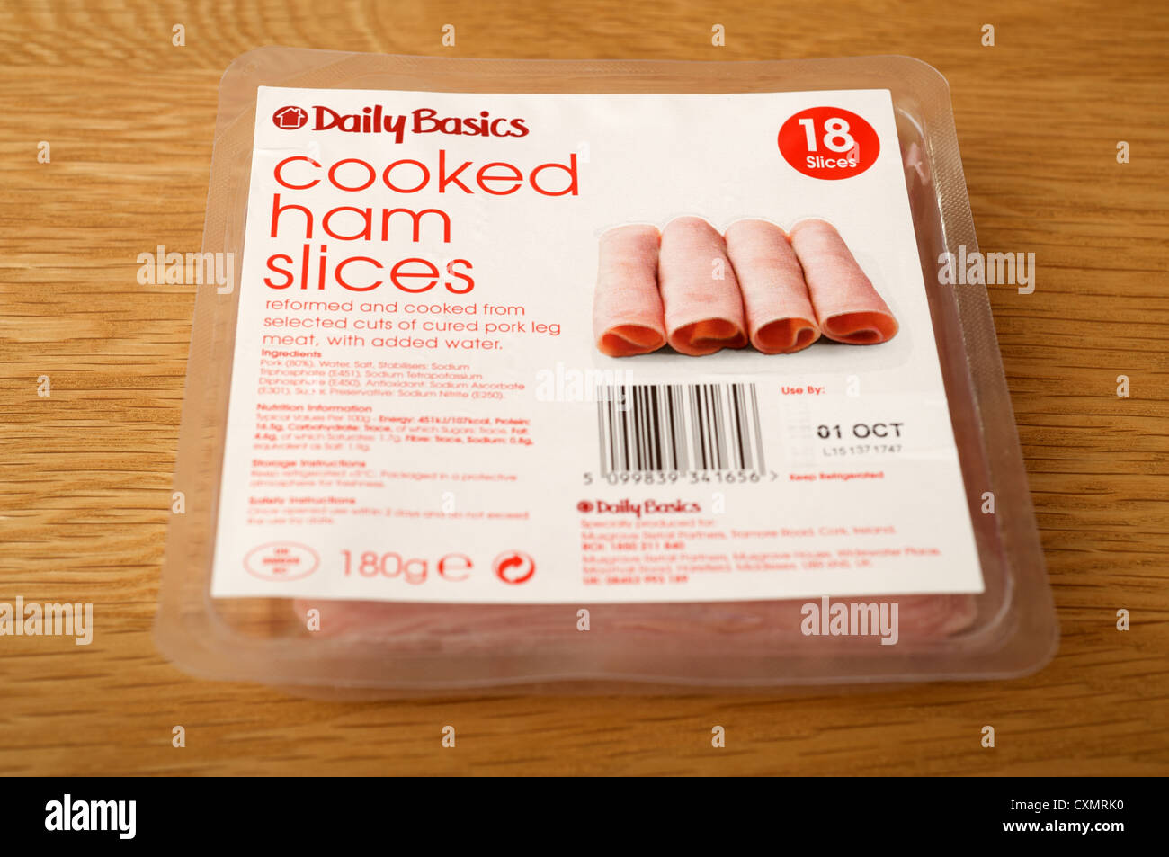 Daily Basics cooked ham slices Stock Photo - Alamy