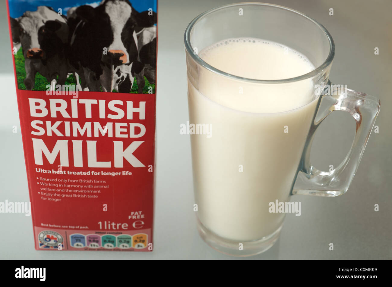 British skimmed long-life milk Stock Photo - Alamy