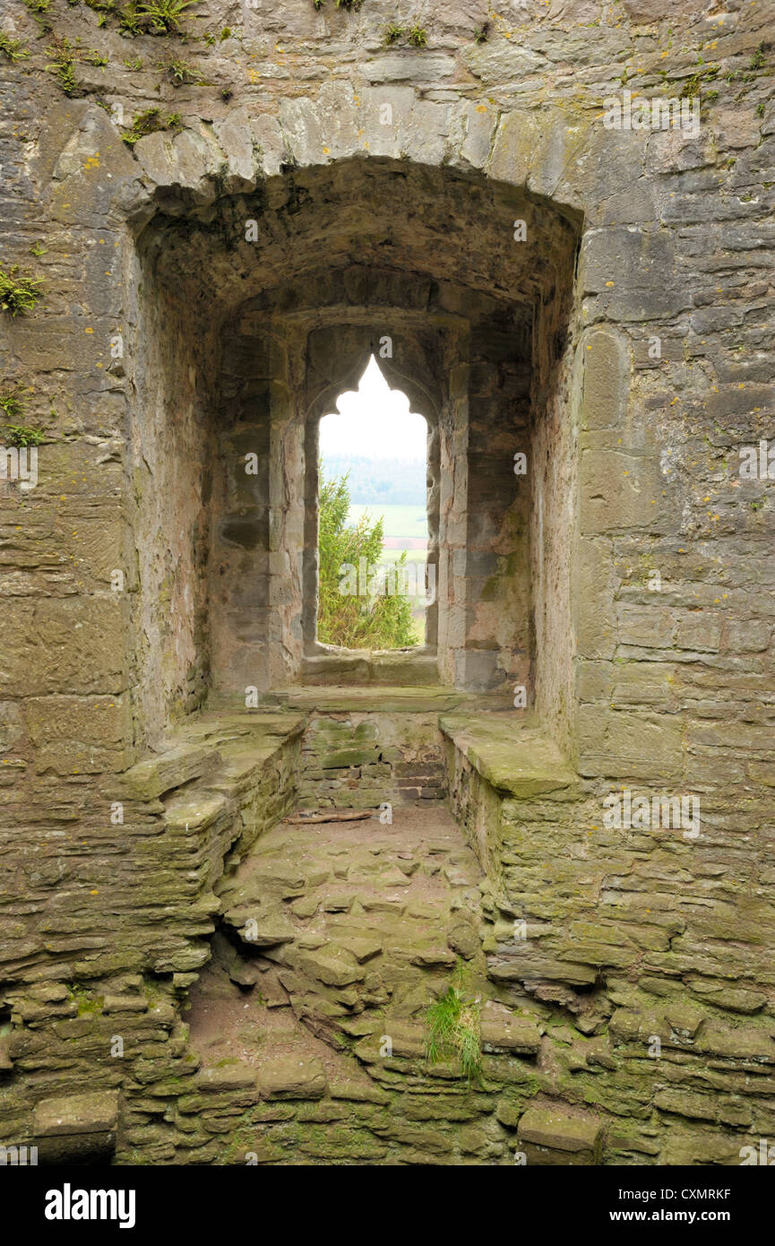 Bronllys Castle, window on upper floor Stock Photo - Alamy