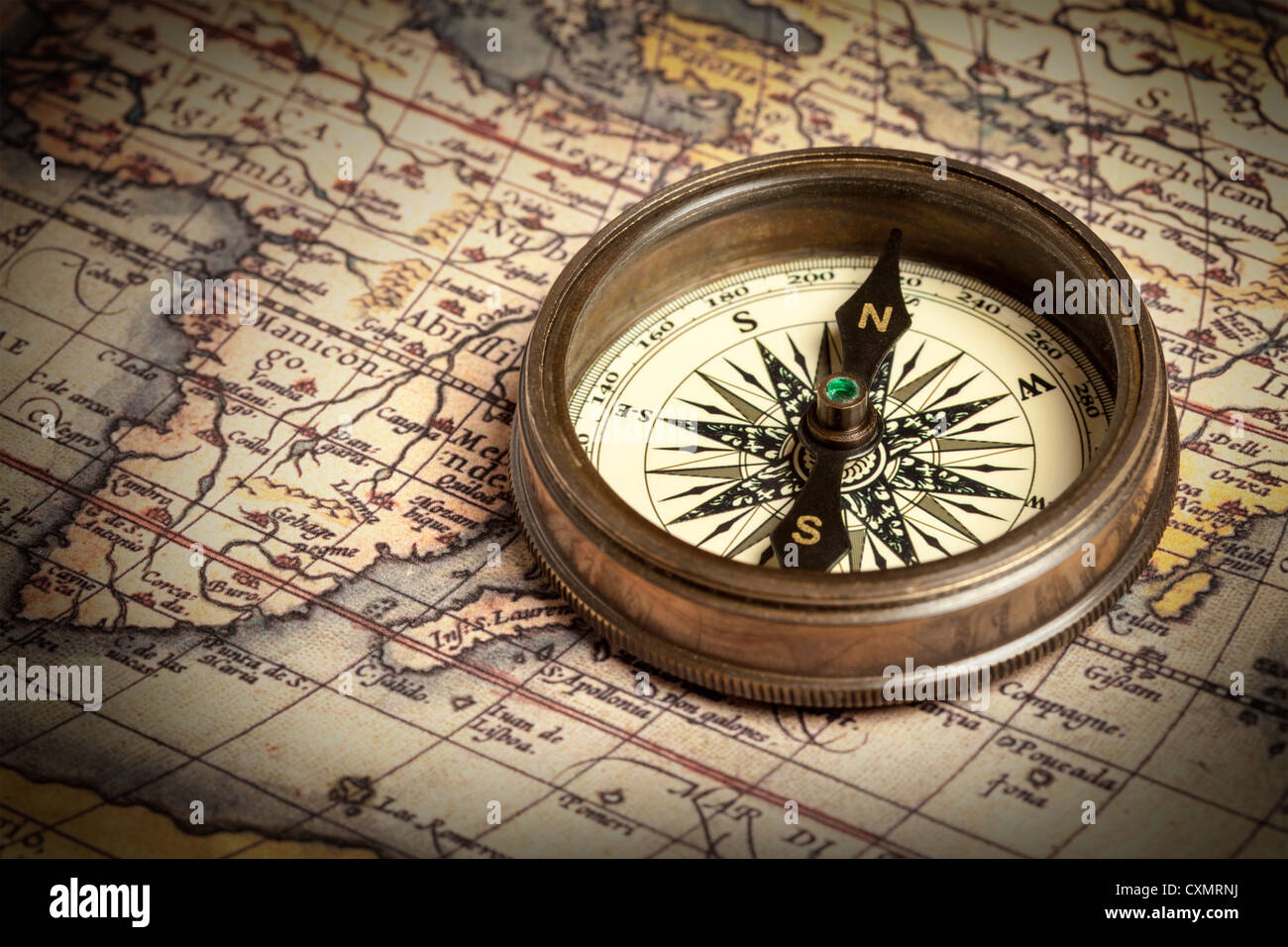 Compass antique map hi-res stock photography and images - Alamy