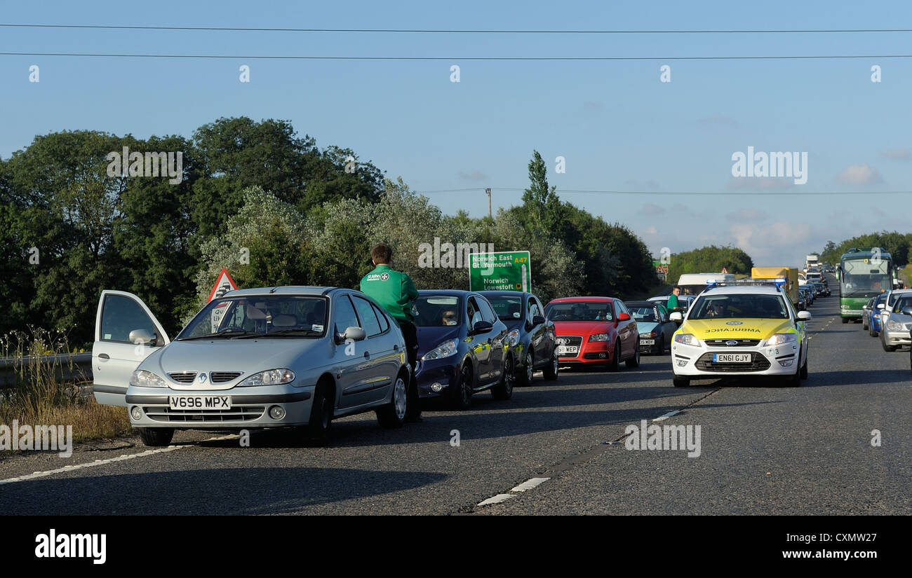 paramedic ambulance response vehicle rushing to a road traffic accident ...