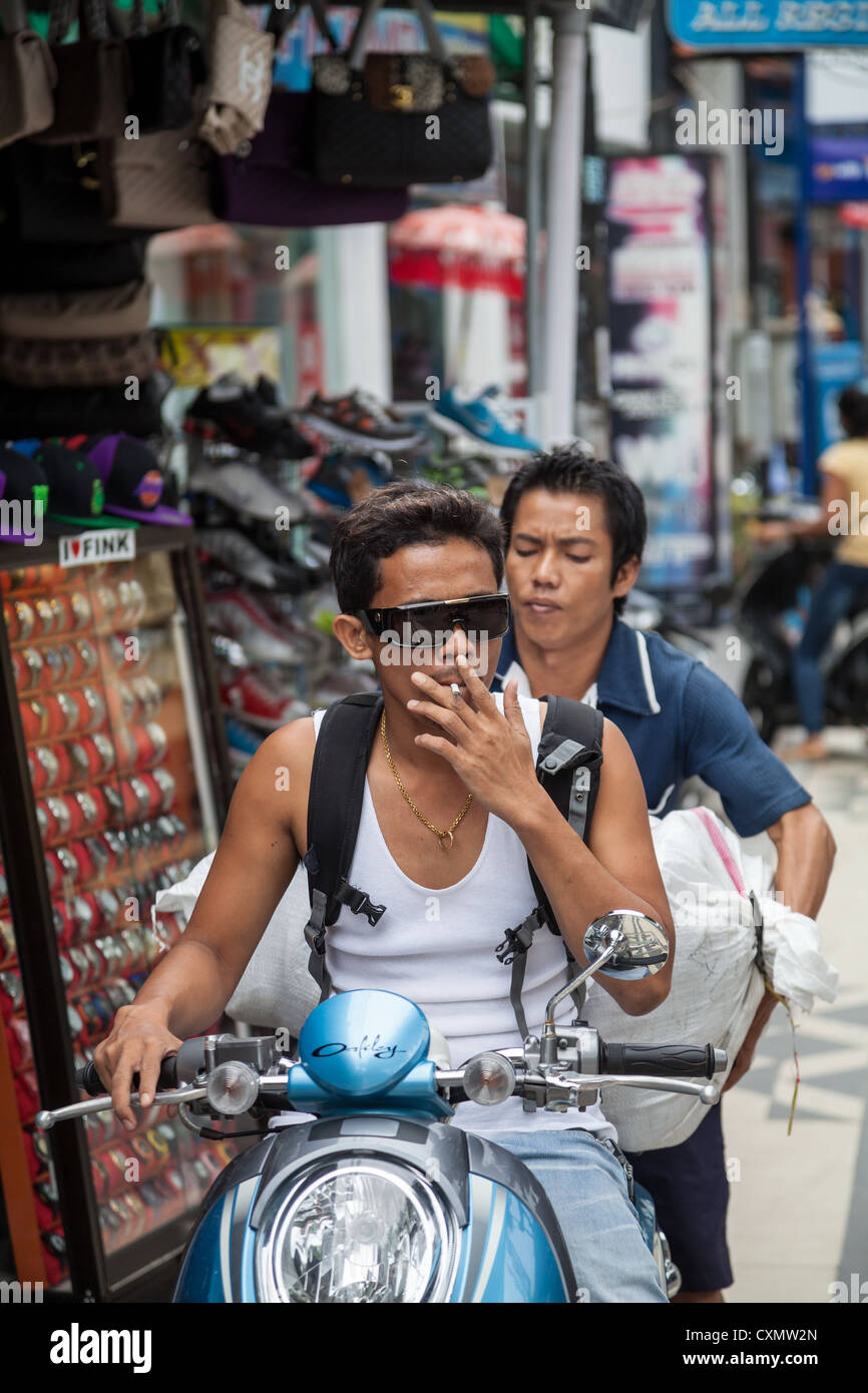 Moto Cyclist in Kuta on Bali Stock Photo - Alamy