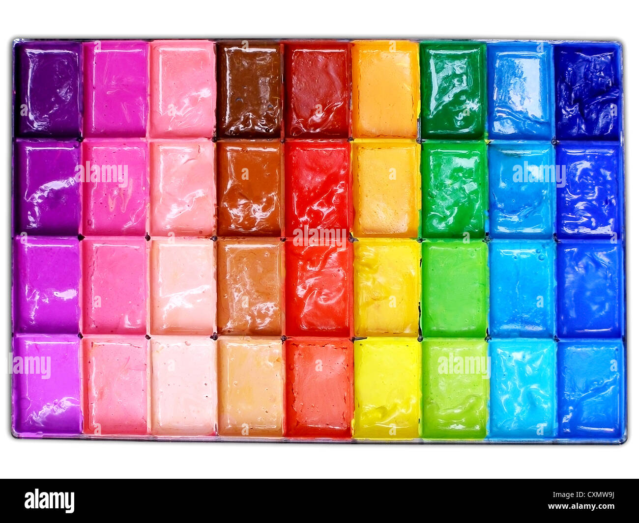 Box of poster colors (Top View) for paint Stock Photo - Alamy