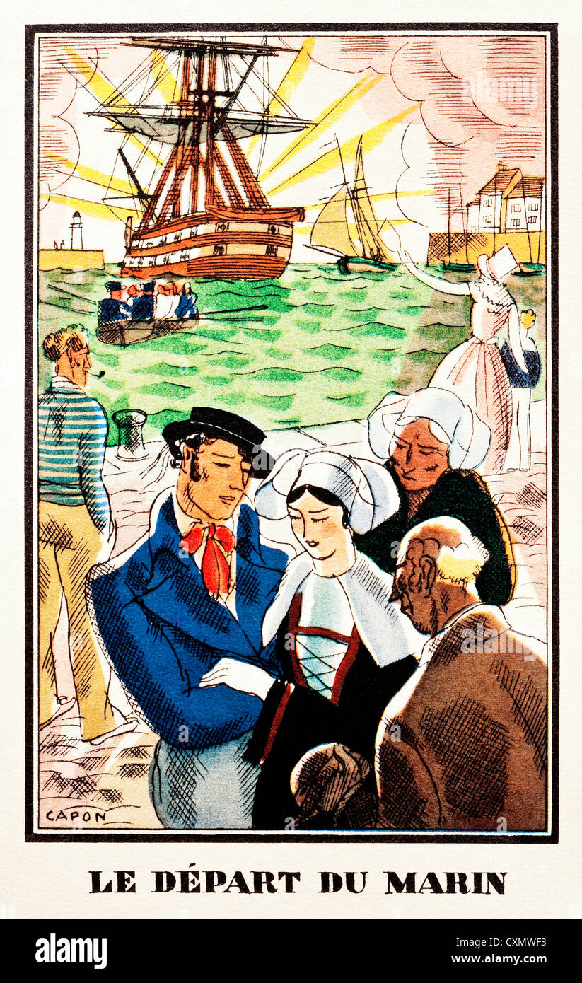 Parting wife harbour port boat navy capon illustration france buziak hi ...