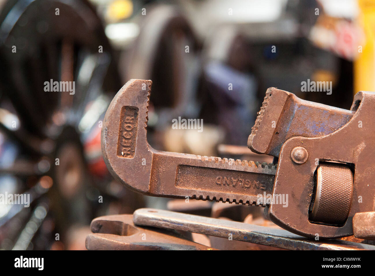 Large Record adjustable spanner on a workbench in an engineering ...