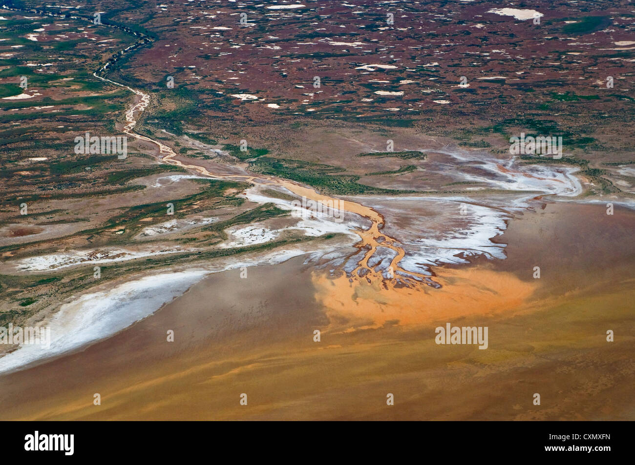 Aerial of Lake Eyre filling after a big flood Stock Photo - Alamy