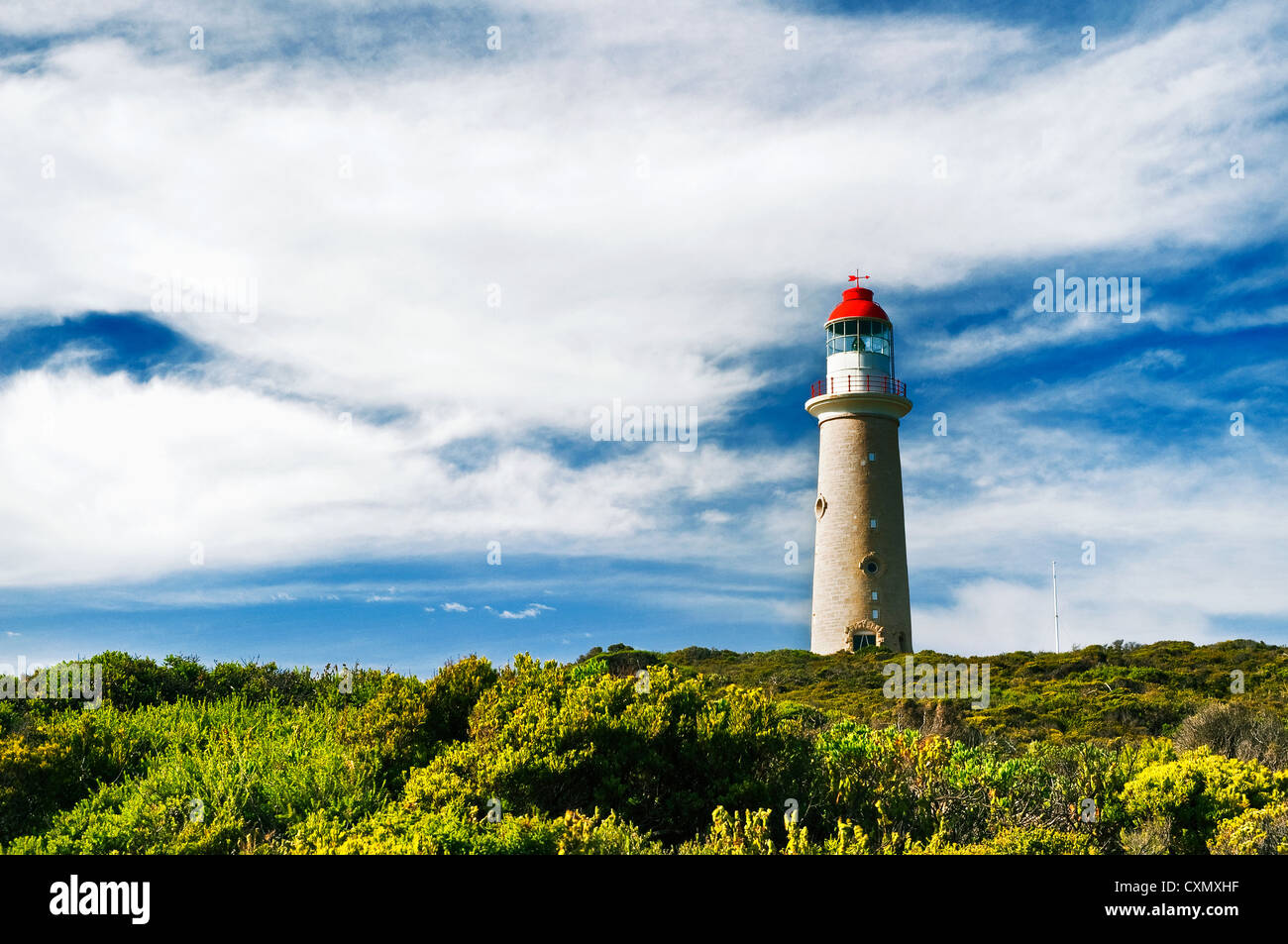 Famous red-capped Cape du Couedic Lighthouse on Kangaroo Island Stock ...