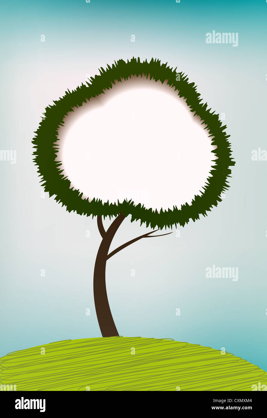 Illustration of tree with copy space Stock Photo - Alamy