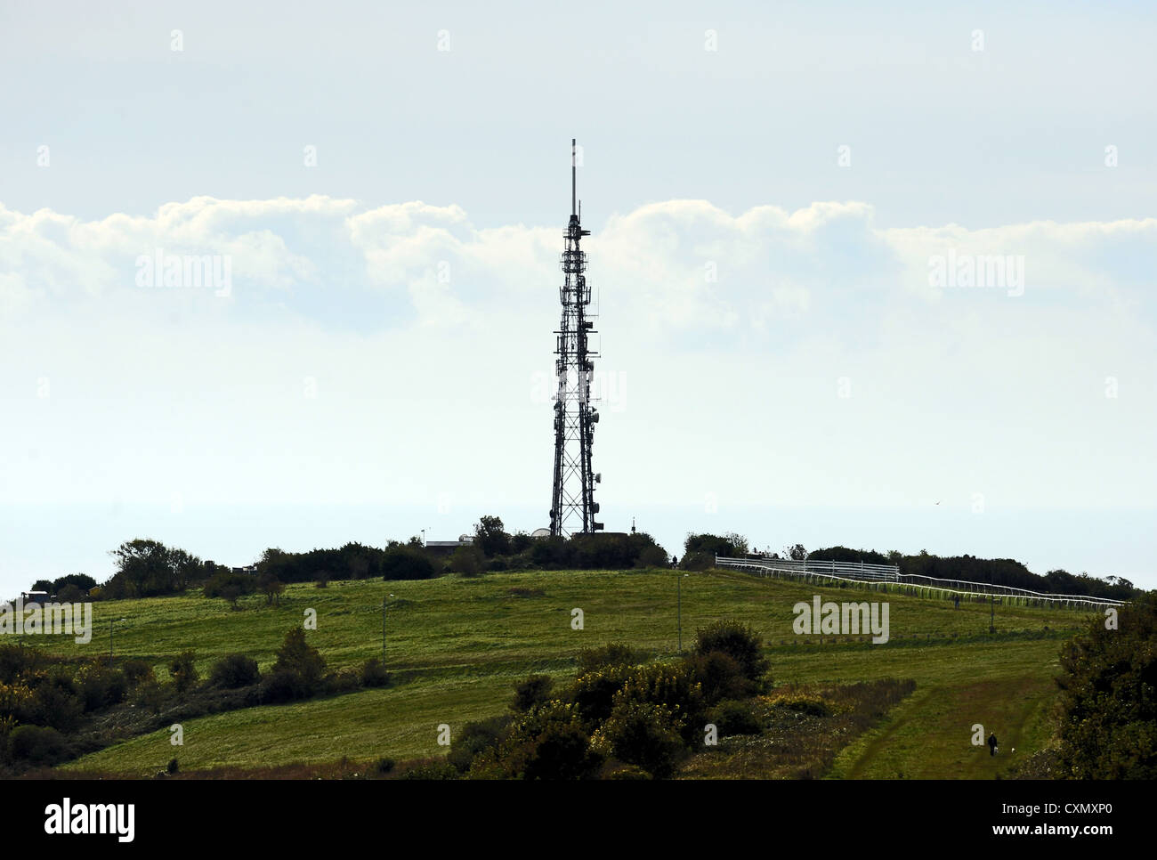 Television transmitter aerial near Brighton racecourse at Whitehawk ...
