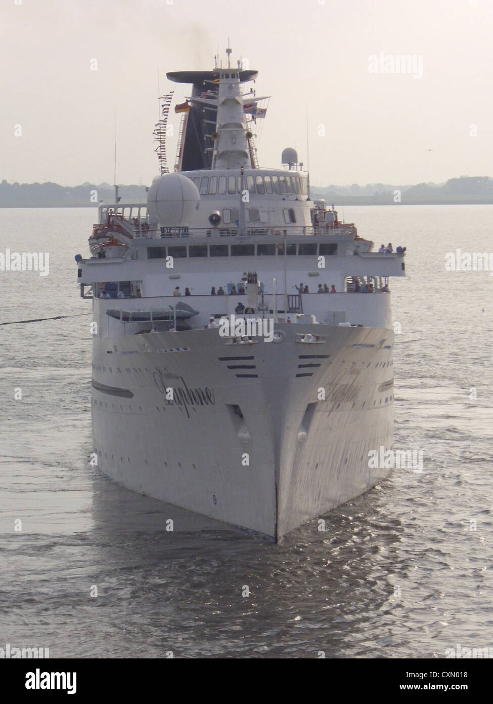 The cruise ship '''Princess Daphne''' is leaving Bremerhaven in Germany ...