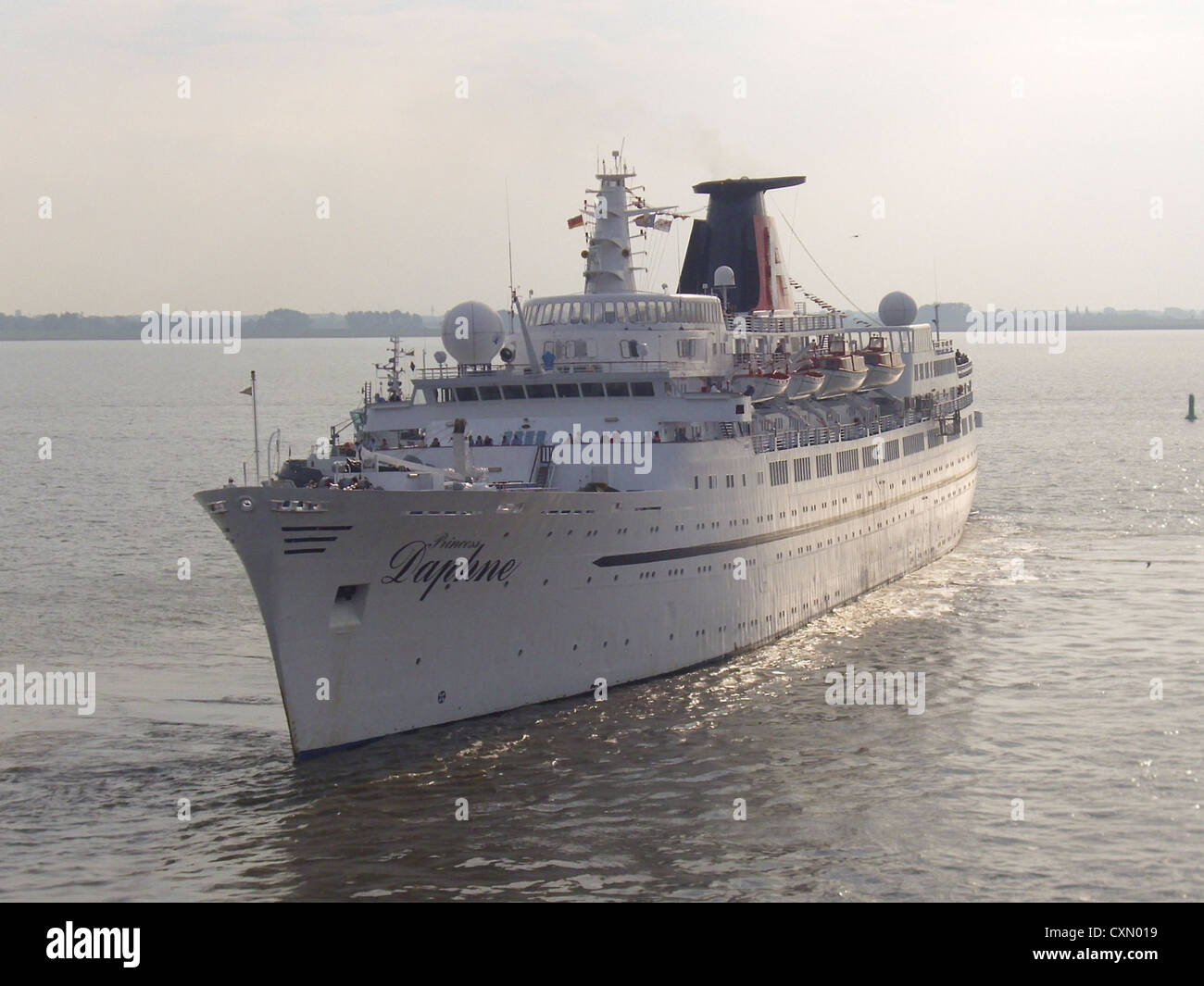 The cruise ship '''Princess Daphne''' is leaving Bremerhaven in Germany ...