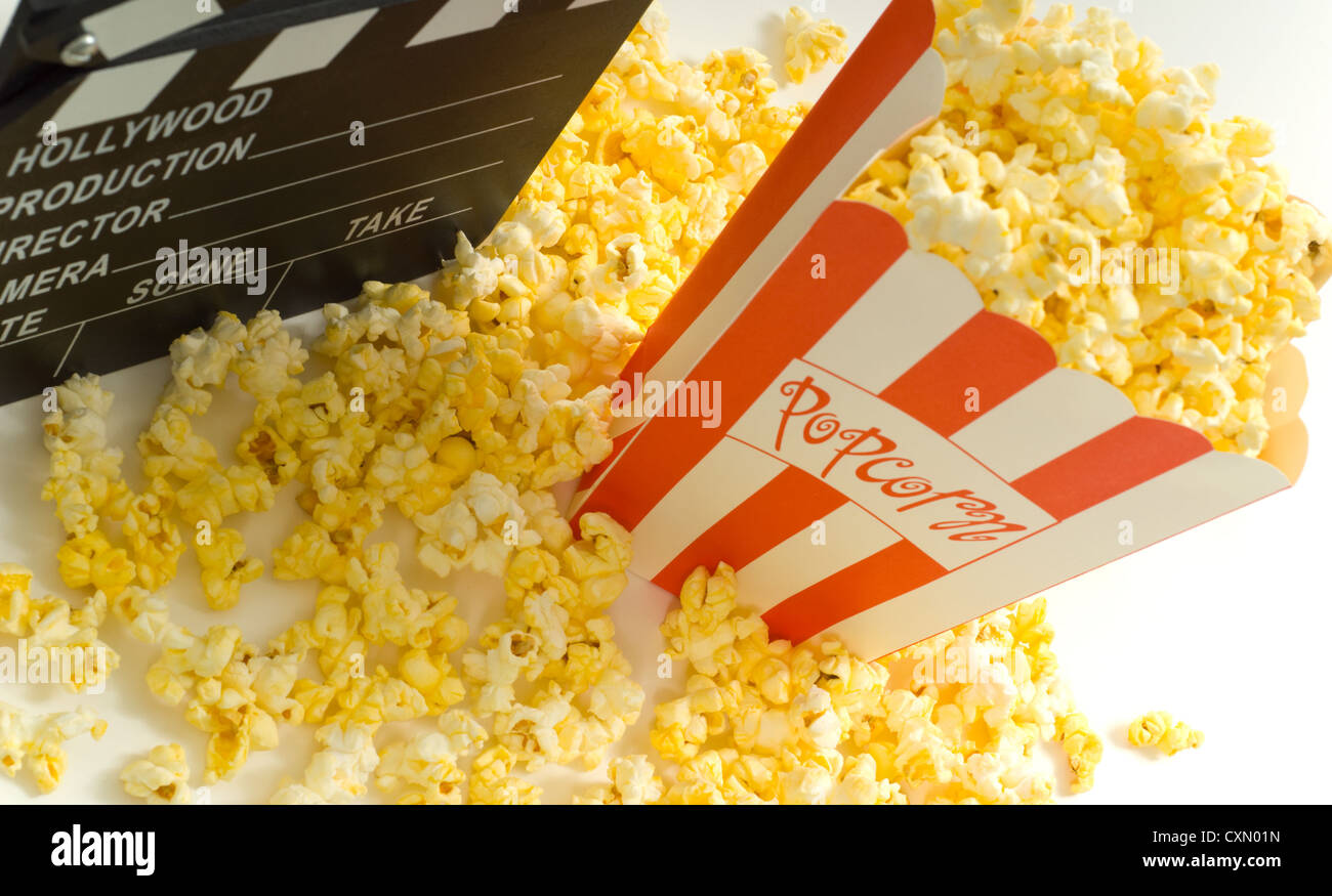Movie and entertainment industry items, including a box of popcorn a ...