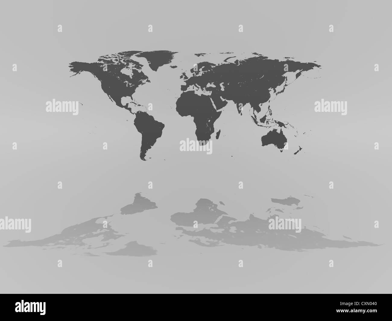 World map on grey background with reflection. Elements of this image ...