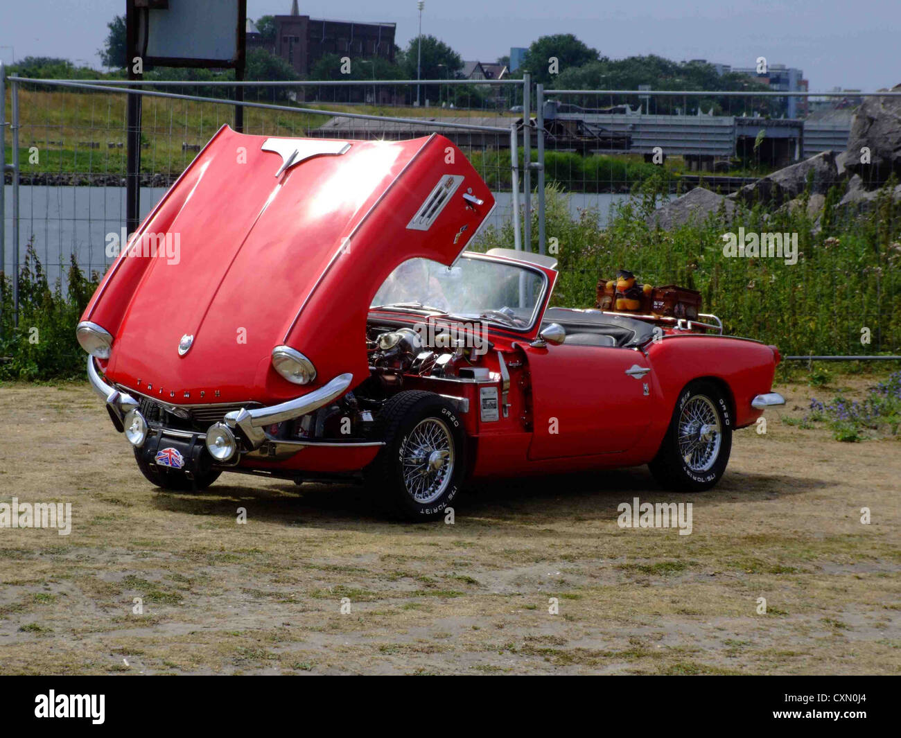 Red Triumph classic car Stock Photo - Alamy