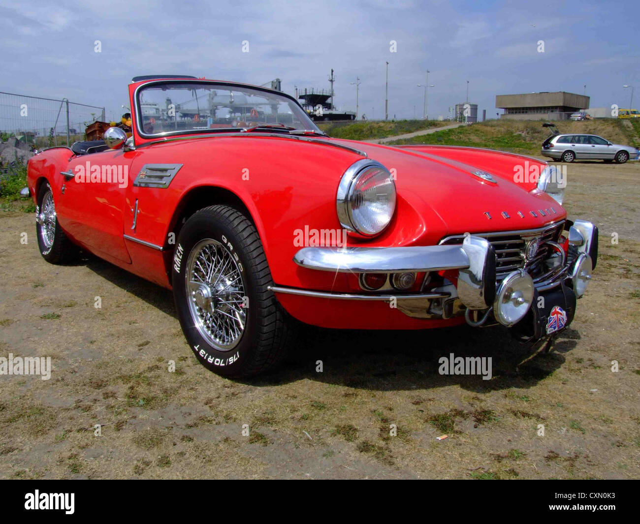 Red Triumph classic car Stock Photo - Alamy
