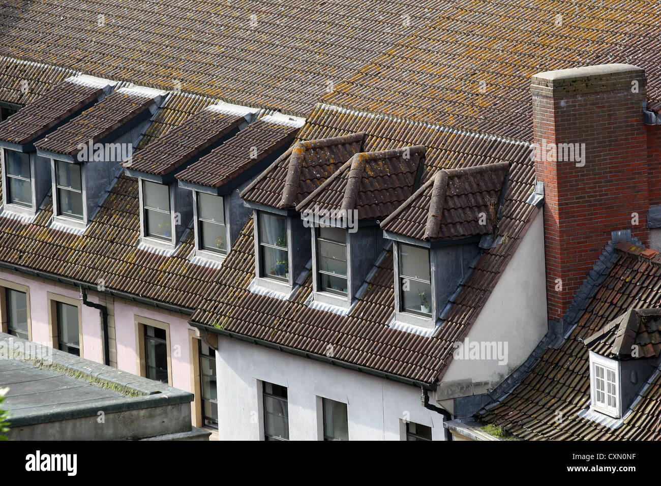 Dormer windows to attic bedrooms in student flats Stock Photo - Alamy