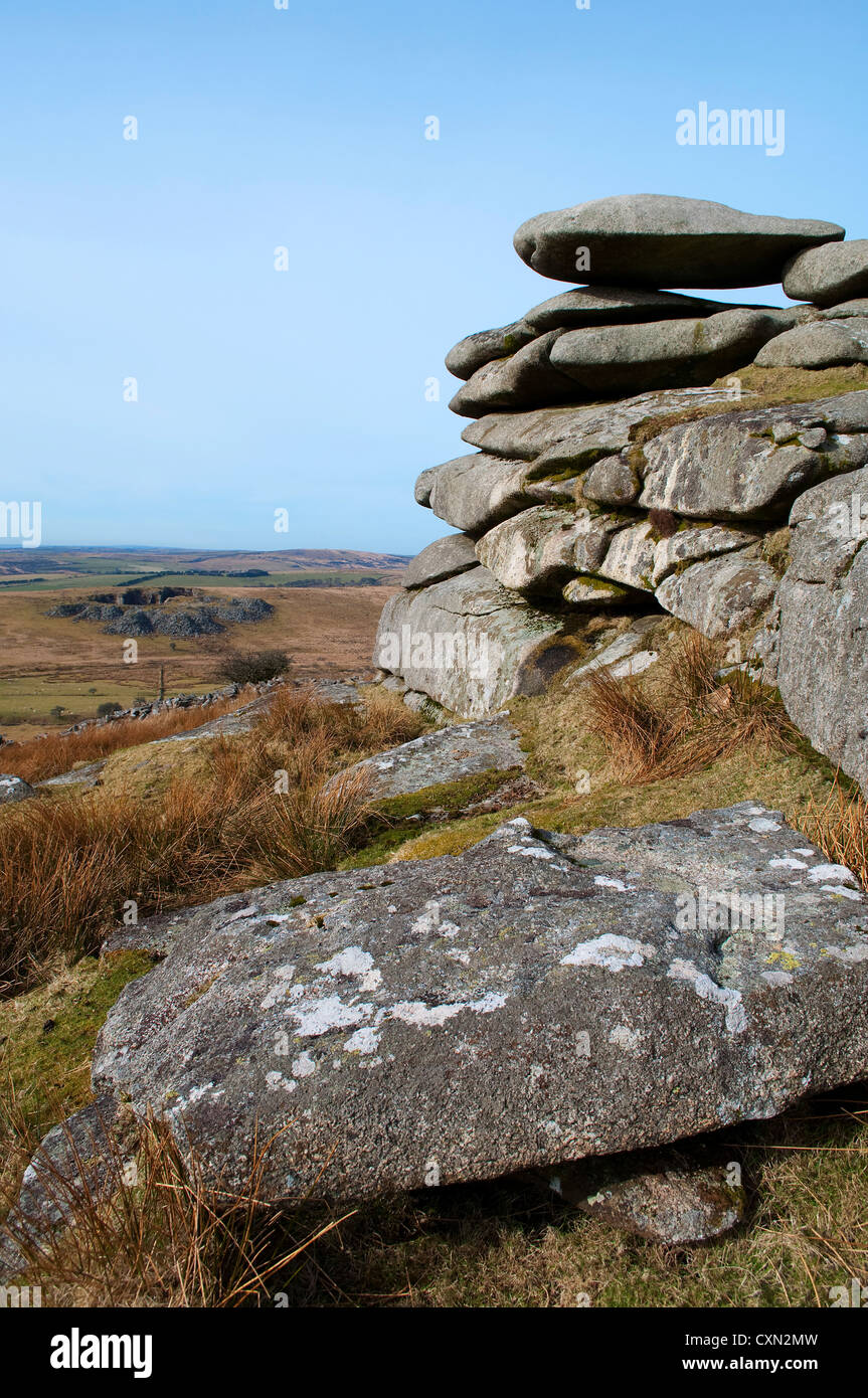 The rugged landscape of Bodmin Moor in Cornwall, England, UK Stock ...