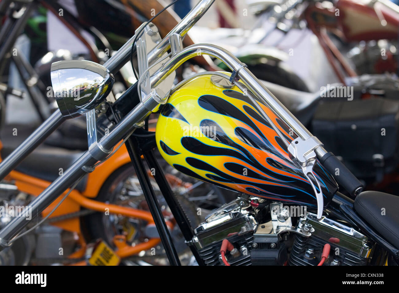 Chopper motorcycle at a show in Gloucestershire England Stock Photo - Alamy