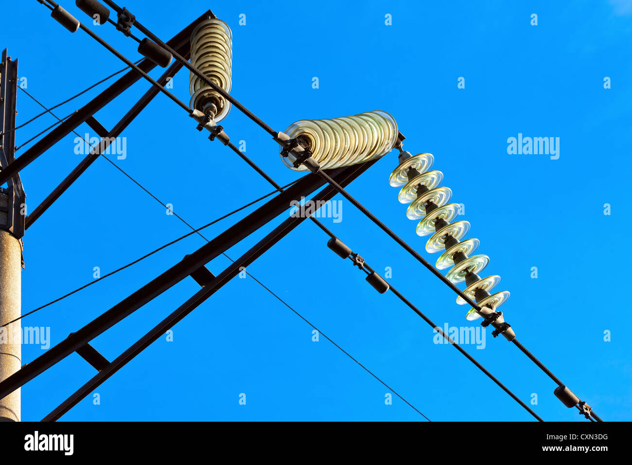 Transformer conductor high voltage line insulator danger hi-res stock ...