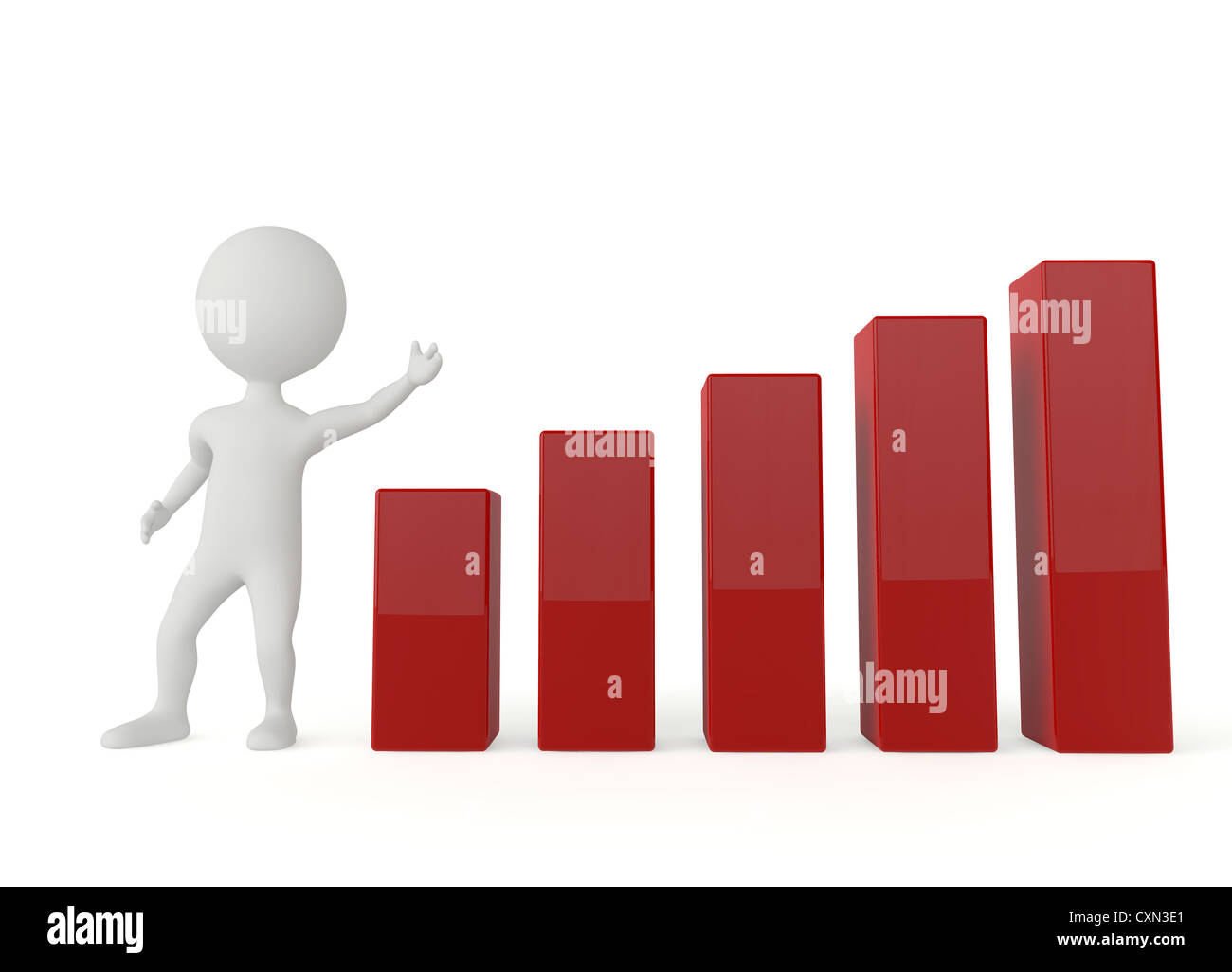 3d humanoid character presents a business graph on white Stock Photo ...