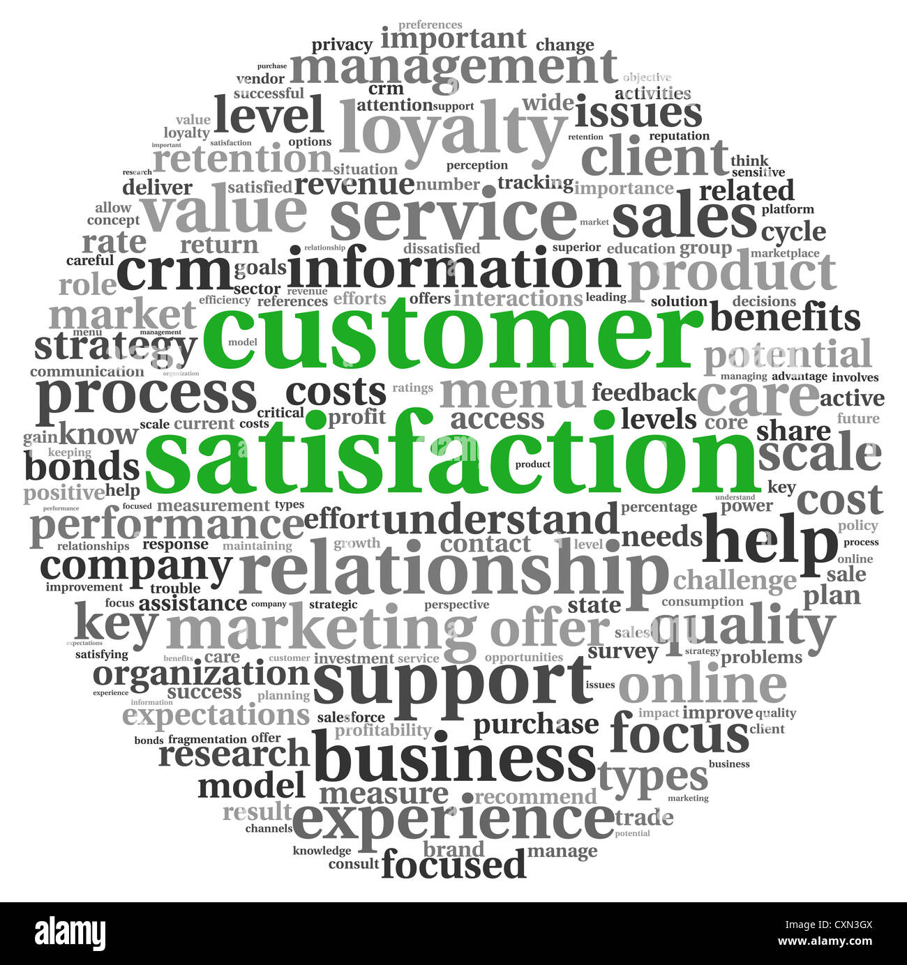 Customer satisfaction concept in word tag clound on white Stock Photo ...