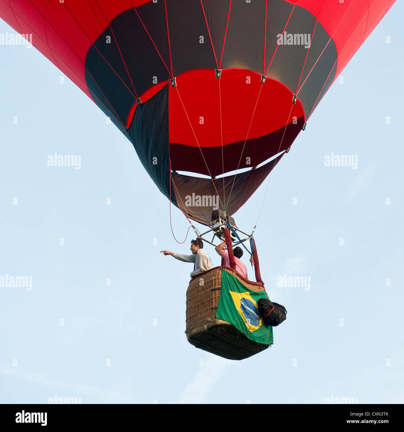 Hot air balloon floating away with Brazilian flag. Bristol ...