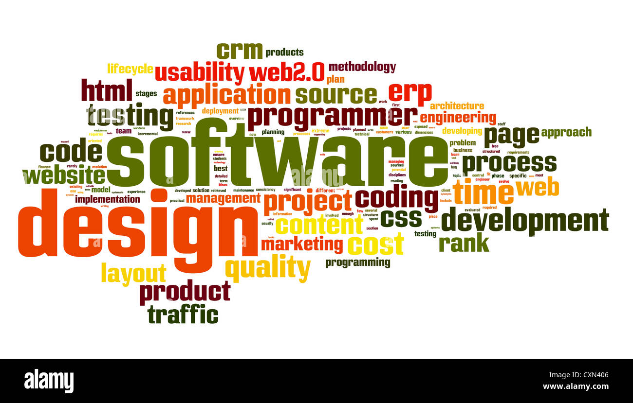 Software design concept in tag cloud on white background Stock Photo ...
