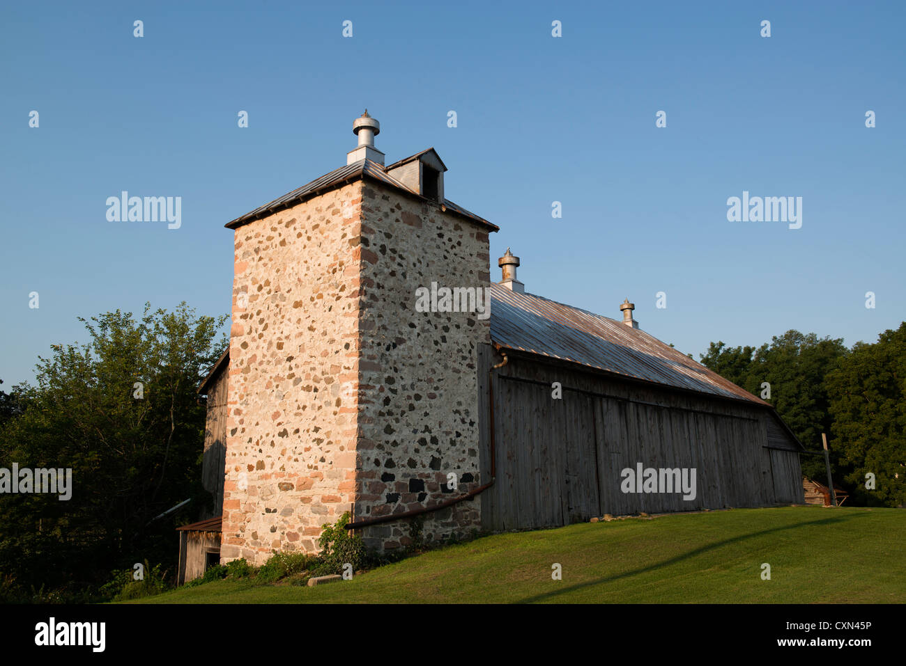 Unusual square stone silo Stock Photo - Alamy