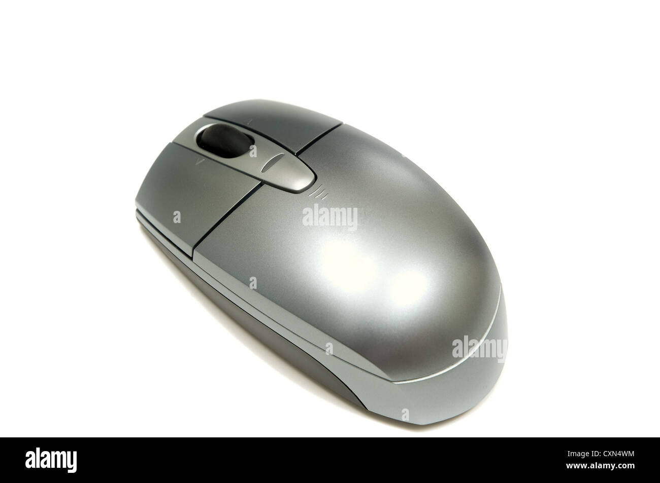 Silver wireless mouse on white background Stock Photo - Alamy