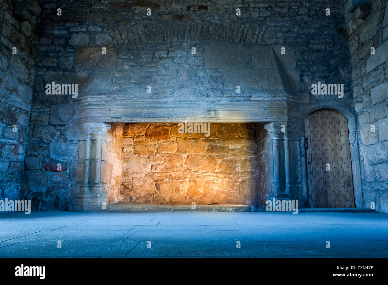 Warm and cold light in medieval castle Stock Photo - Alamy