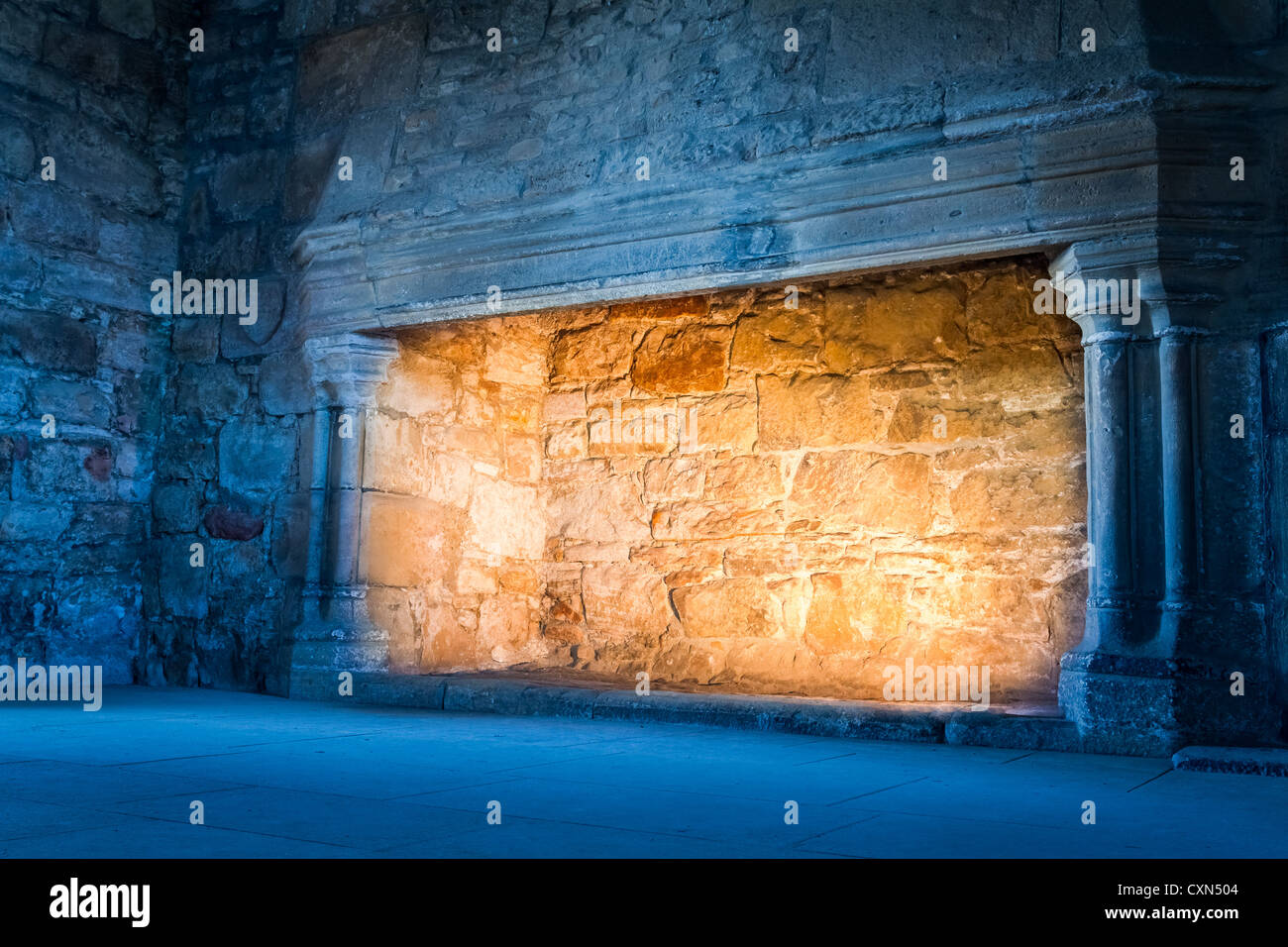 Warm and cold light in old castle Stock Photo - Alamy