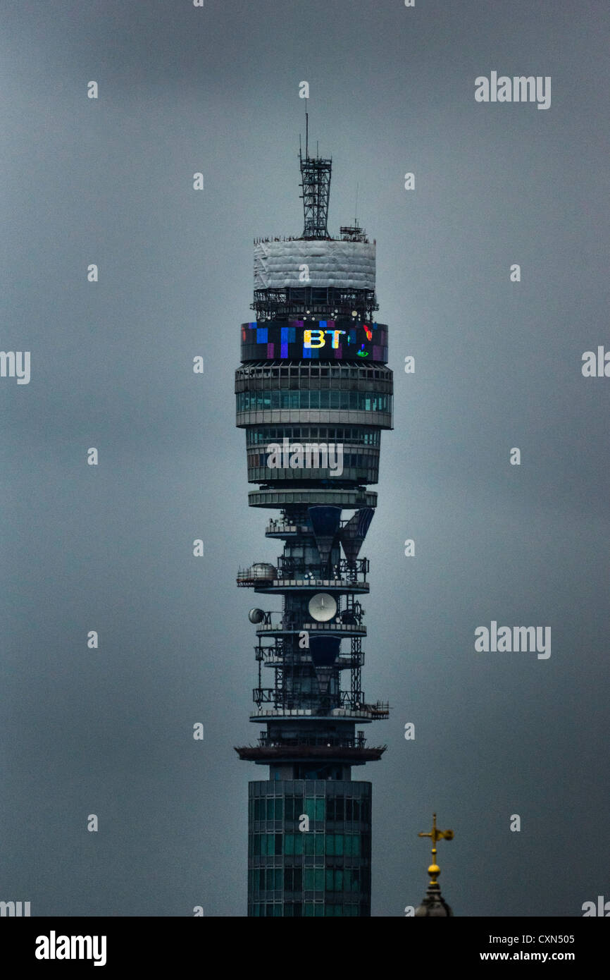 Post office tower, London, dark grainy image Stock Photo - Alamy