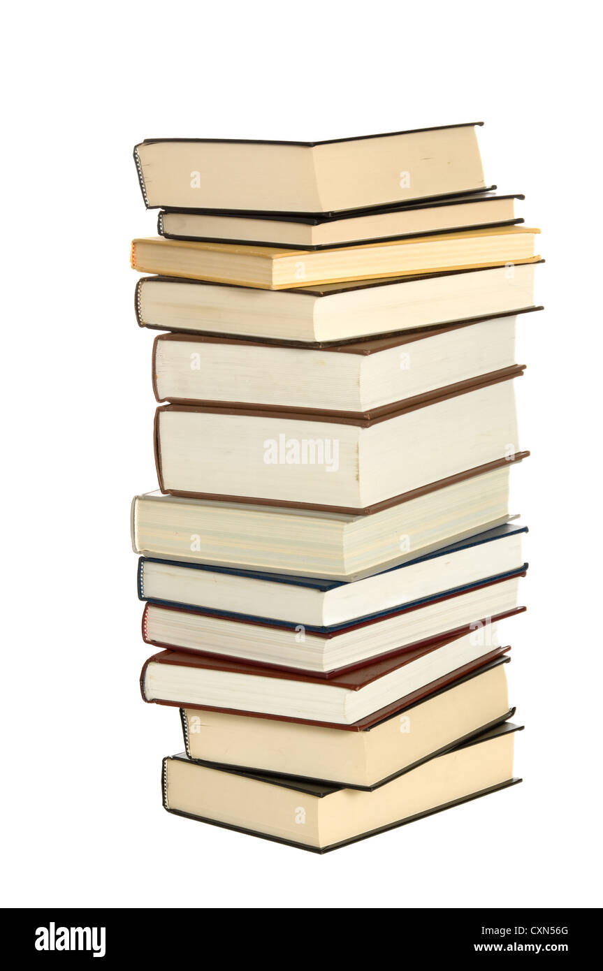 Stack of school books on white background Stock Photo - Alamy