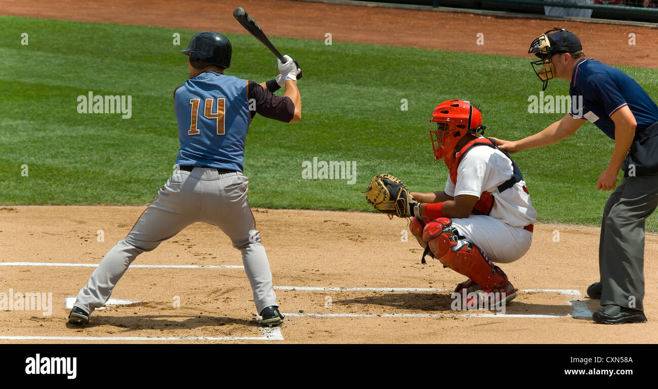 Game of baseball played by young men Stock Photo - Alamy