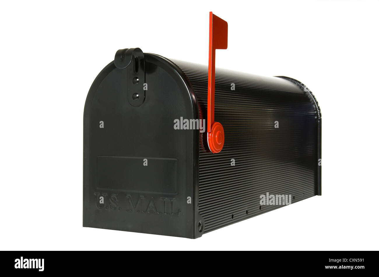 Closed mail box with flag up Stock Photo - Alamy