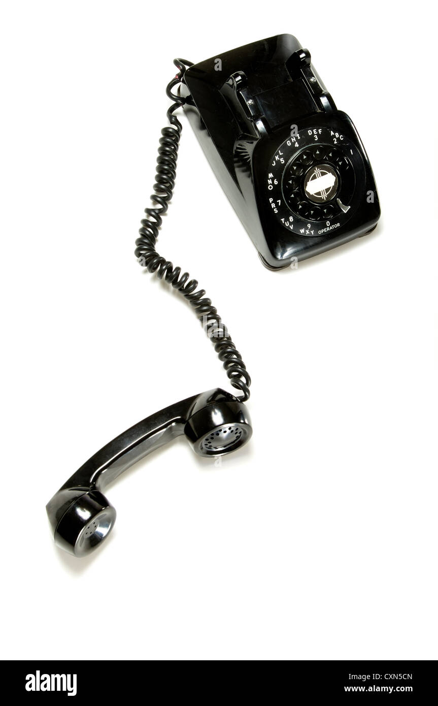Vintage black desk telephone from the 1950's Stock Photo - Alamy