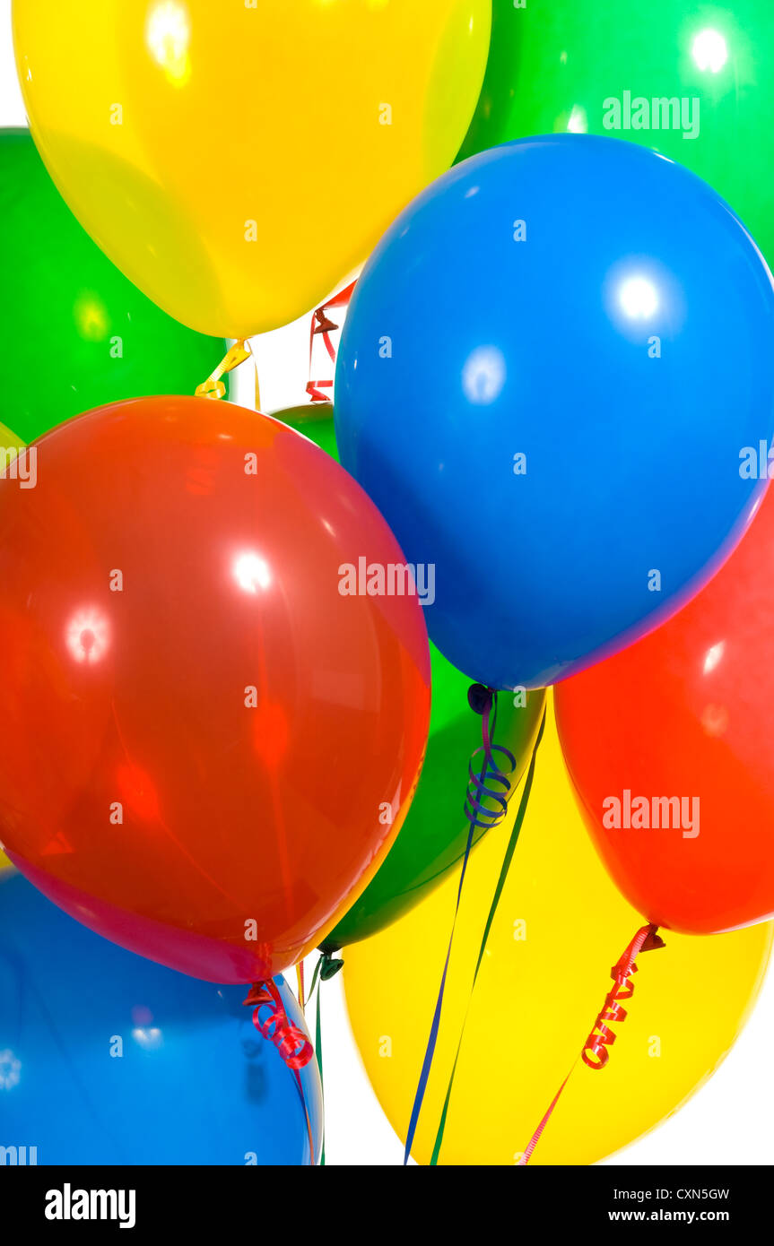 Primary color party balloons background hi-res stock photography and ...