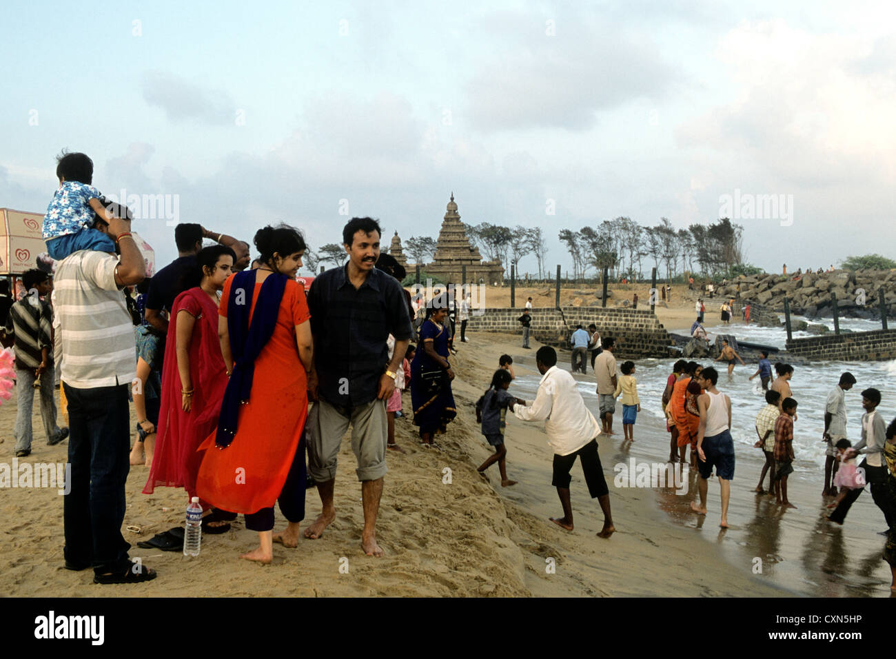 Shore temple, Mahabalipuram beach near Chennai; Madras, Tamil Nadu ...