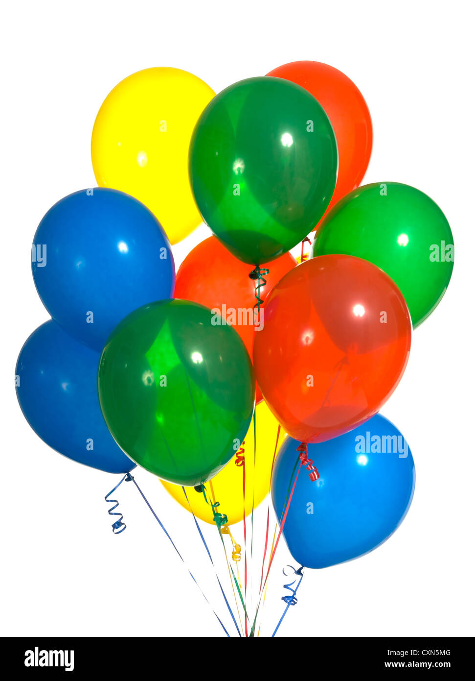 Primary color party balloons on a white background Stock Photo - Alamy