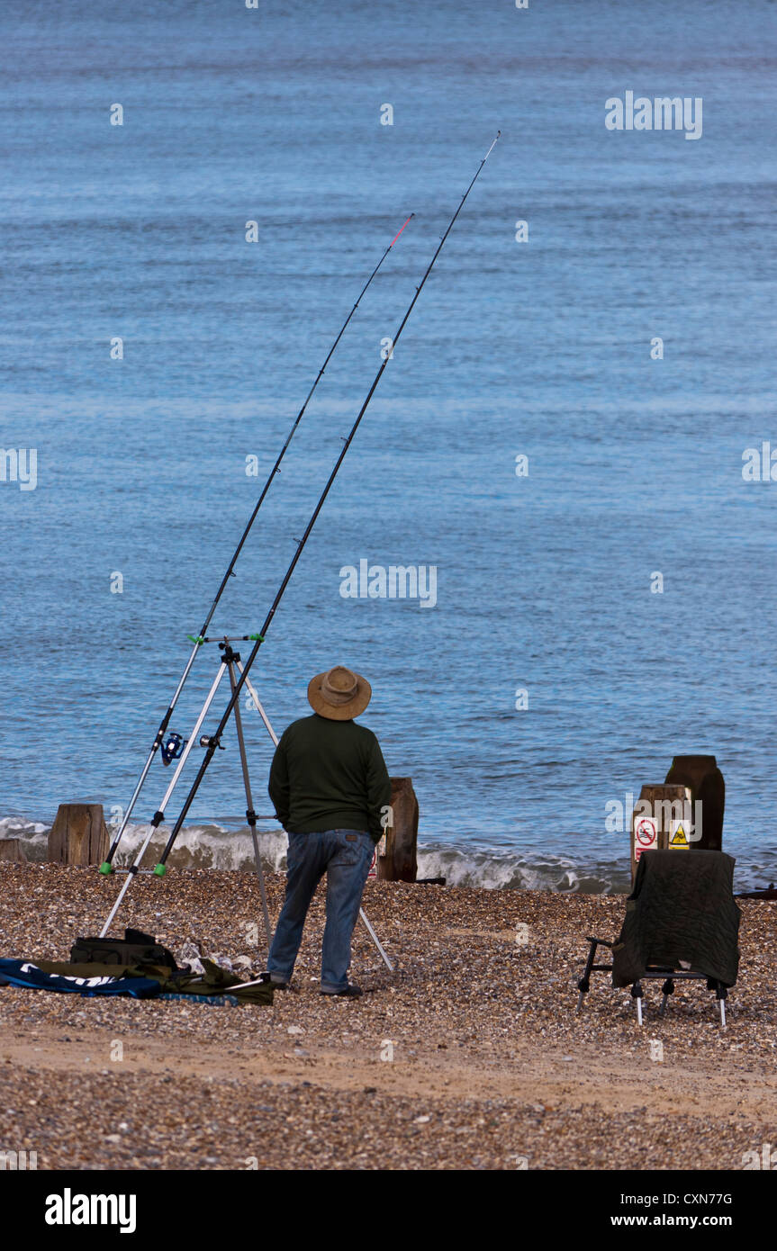 Fishing from the Corton beach Stock Photo - Alamy