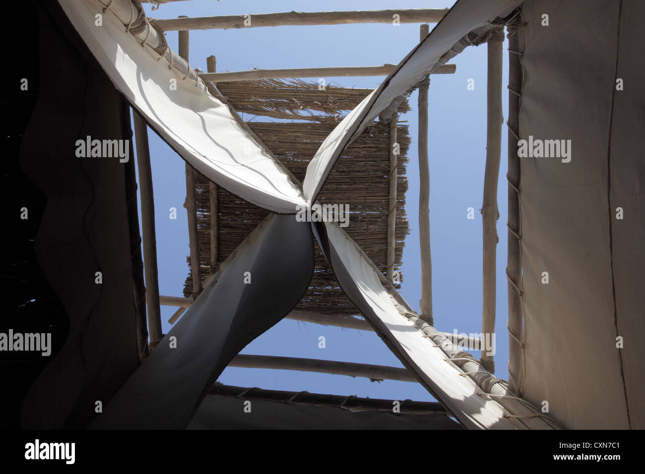 Inside view of the traditional Arabian wind tower. Abu Dhabi, United ...