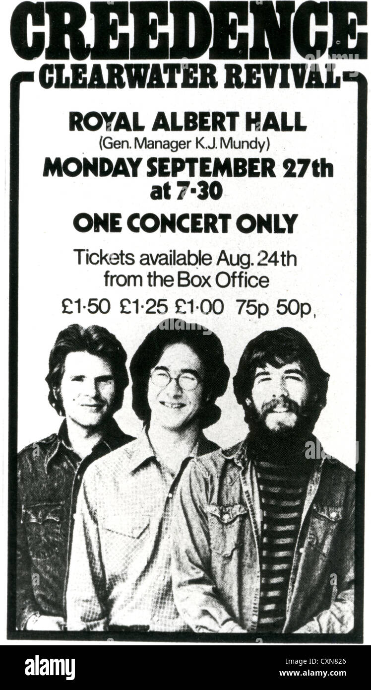 CREEDENCE CLEARWATER REVIVAL Advert for London appearance of US rock ...