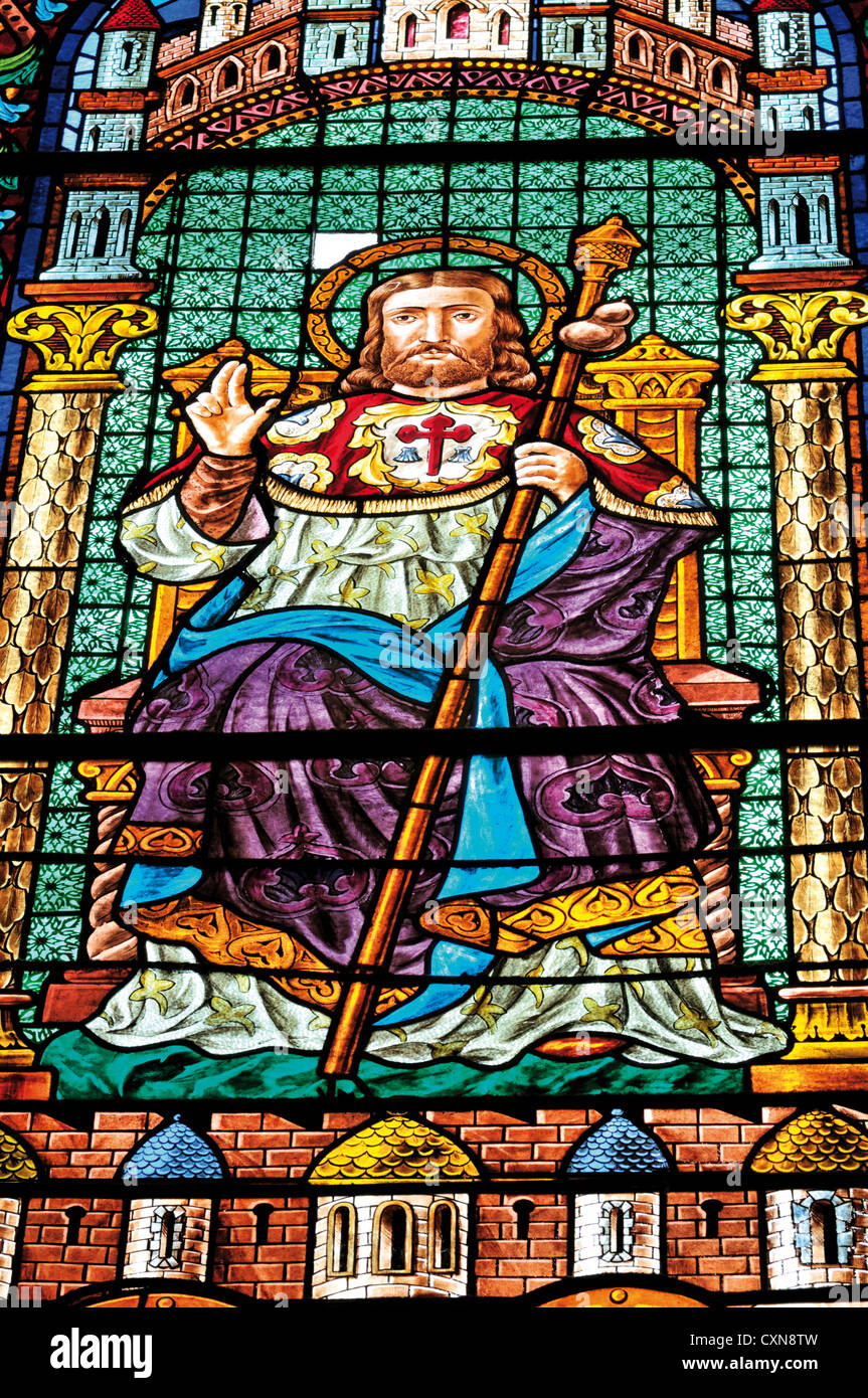 Spain, St. James Way: Glass window with Saint James in the Cathedral of ...