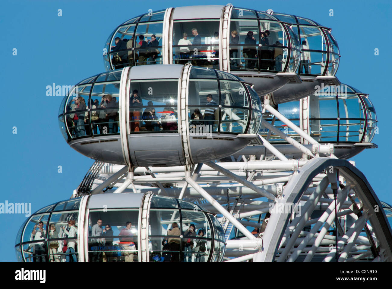 The London Eye in close-up showing the pods Stock Photo - Alamy