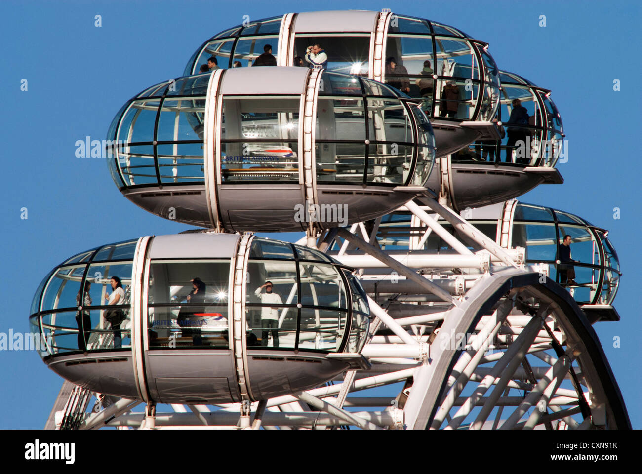 The London Eye in close-up showing the pods Stock Photo - Alamy